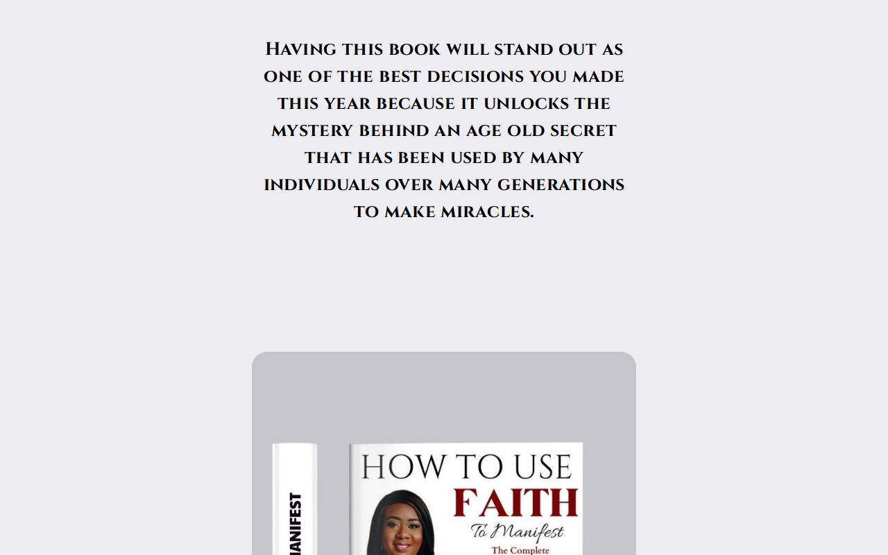 GET BOOK: HOW TO USE FAITH TO MANIFEST